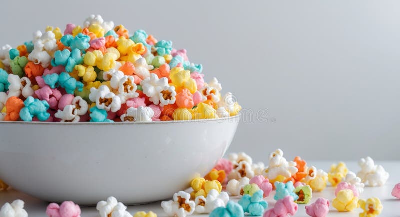 Sweet Multicolored Popcorn Filling a Bowl for a Party Stock Image ...