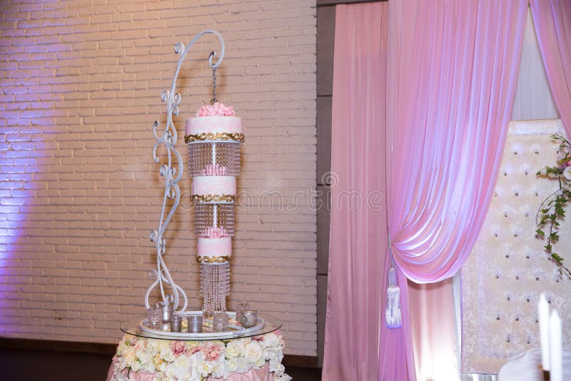 Sweet Multilevel Wedding Cake Inverted Top To Bottom Design Stock Image ...