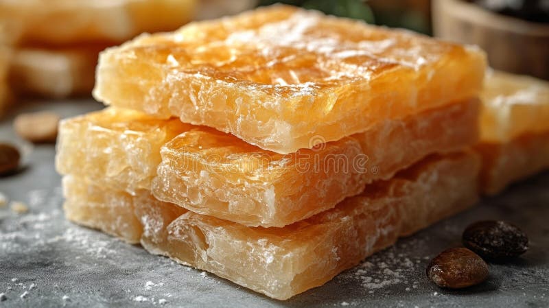 Sweet and Natural Sugar Blocks Stacked Together on a Rustic Surface ...