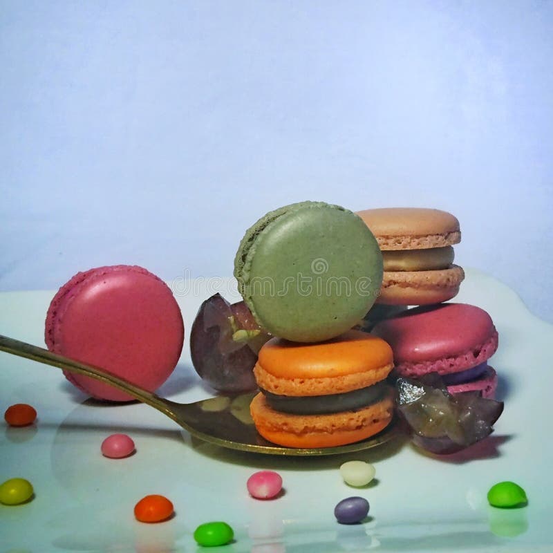 Sweet and Nice Rainbow Macaron Stock Image - Image of cake, meal: 272191757