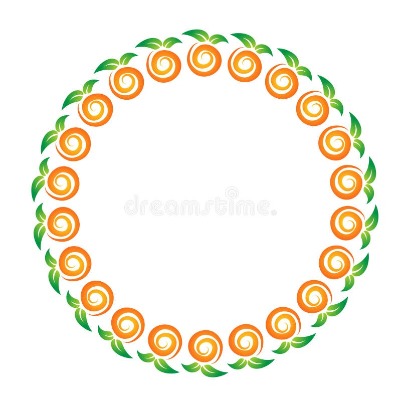 Sweet Orange Fruit Abstract Art Drawn Round Frame Stock Vector ...