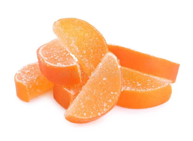 Sweet Orange Jelly Candies on White Background Stock Image - Image of ...