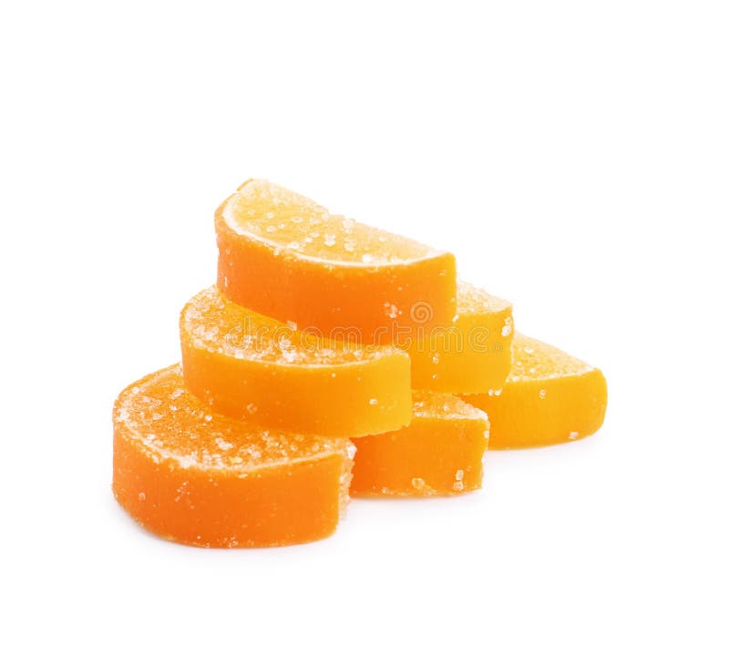 Sweet Orange Jelly Candies on White Background Stock Image - Image of ...