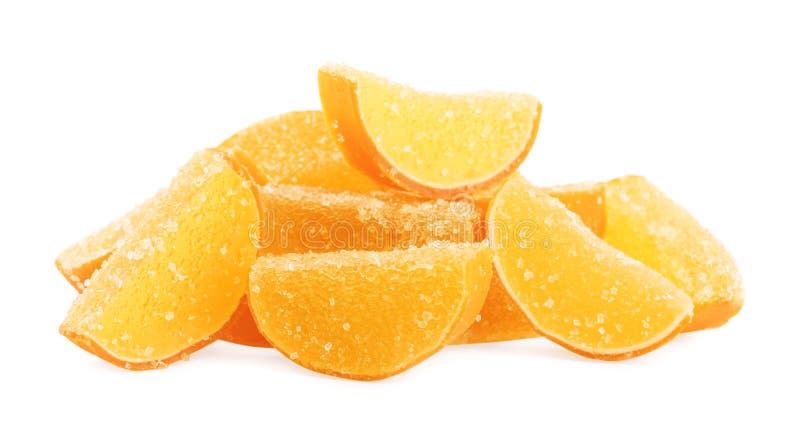 Sweet Orange Jelly Candies on White Background Stock Image - Image of ...