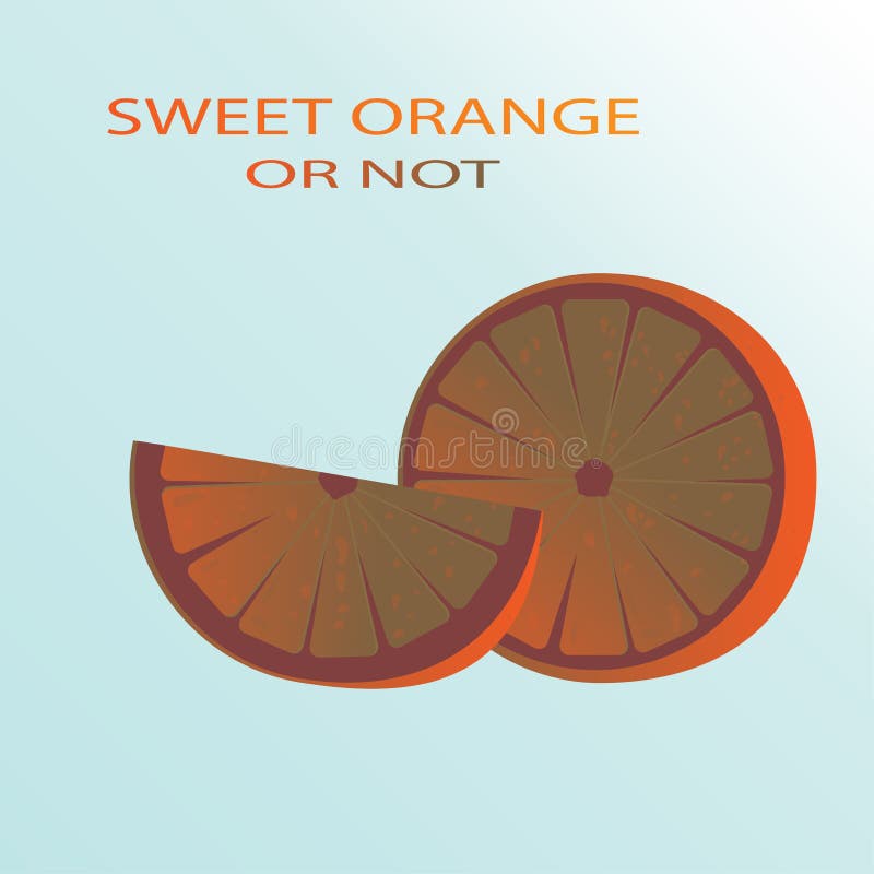 Sweet Orange or Not. Vector Illustration of Not Fresh Orange on a Blue ...