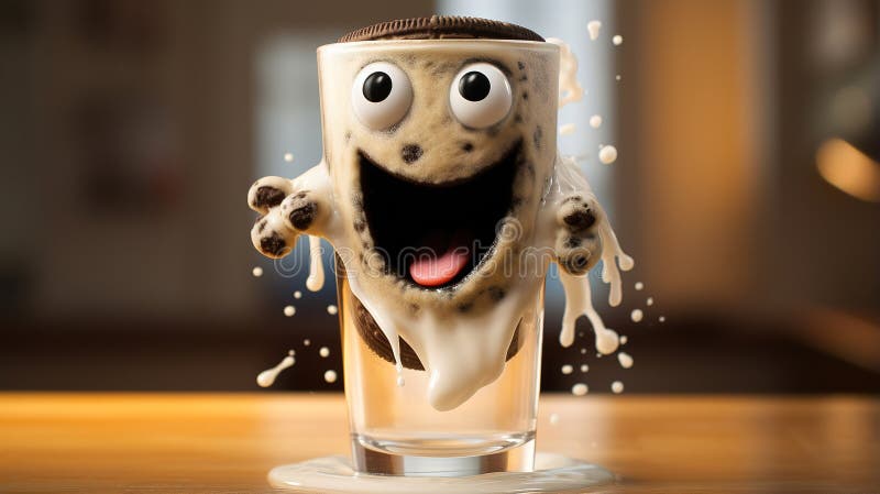 Sweet Oreo Cookie Delight: Mixing with Milk that Smiles Stock ...