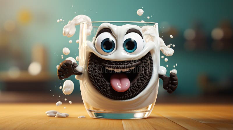 Sweet Oreo Cookie Delight: Mixing with Milk that Smiles Stock ...