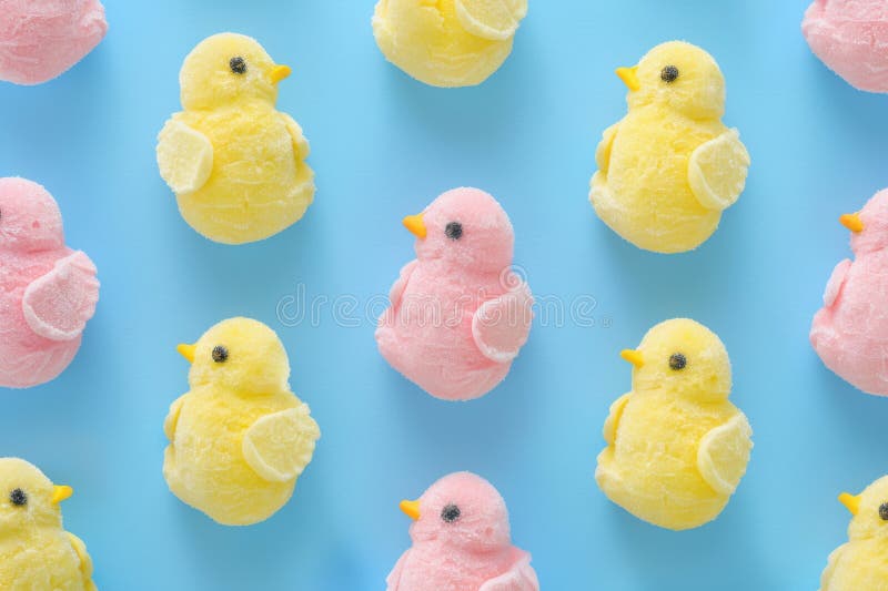 Sweet Pastel Easter Peeps. High Detailed Plain Background Stock ...