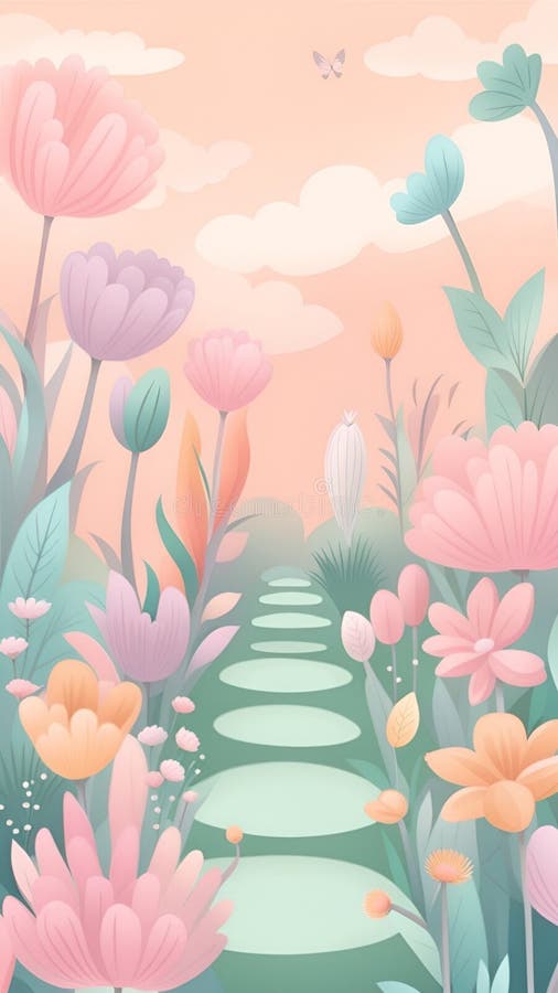 Pretty Pastel Garden Background with Supermoon AI Generated Stock ...