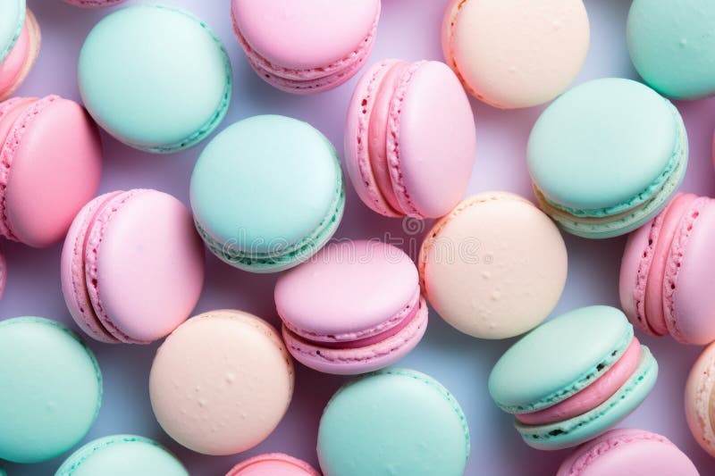 Sweet Pastel Macaroons Dancing Delicately, Generative AI Stock ...