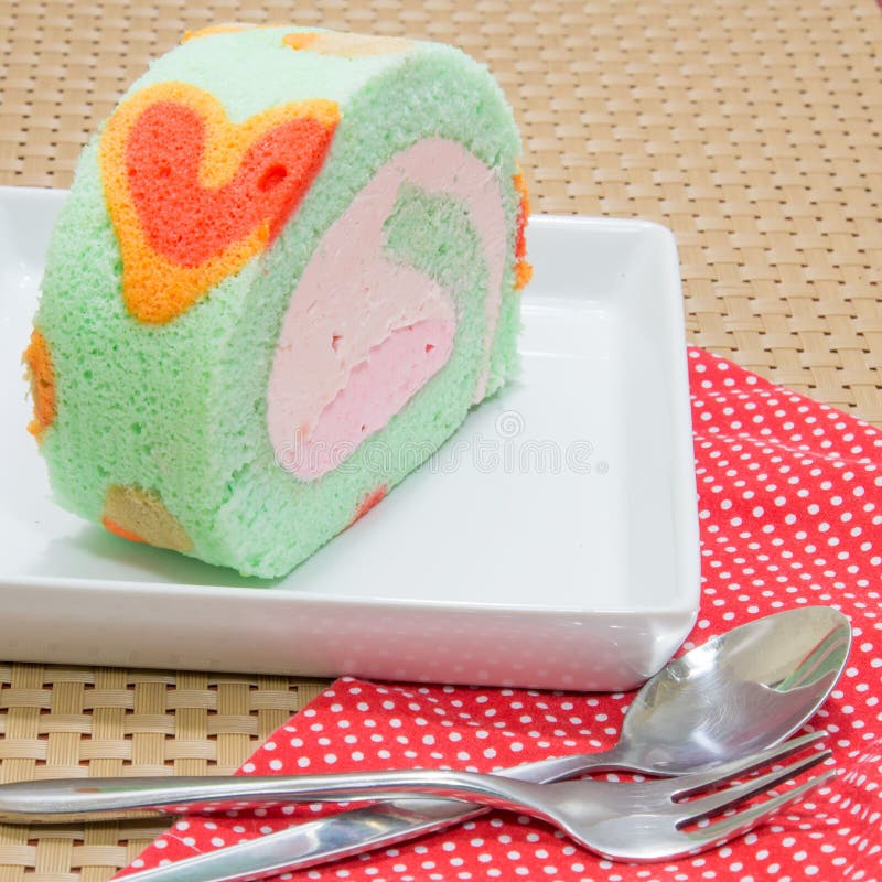 Sweet pastel roll cake stock image. Image of closeup - 35593205