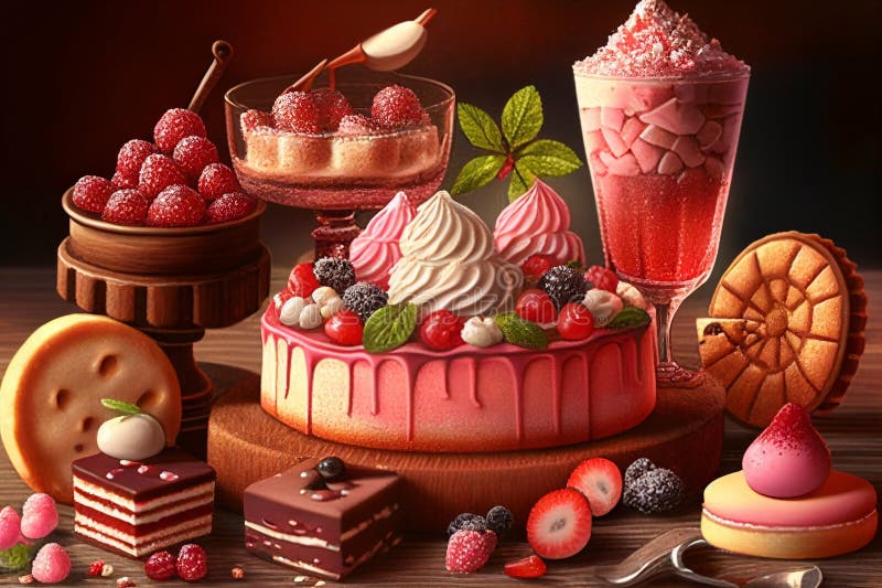 Sweet Pastries and Confectionery. AI Generated Stock Illustration ...