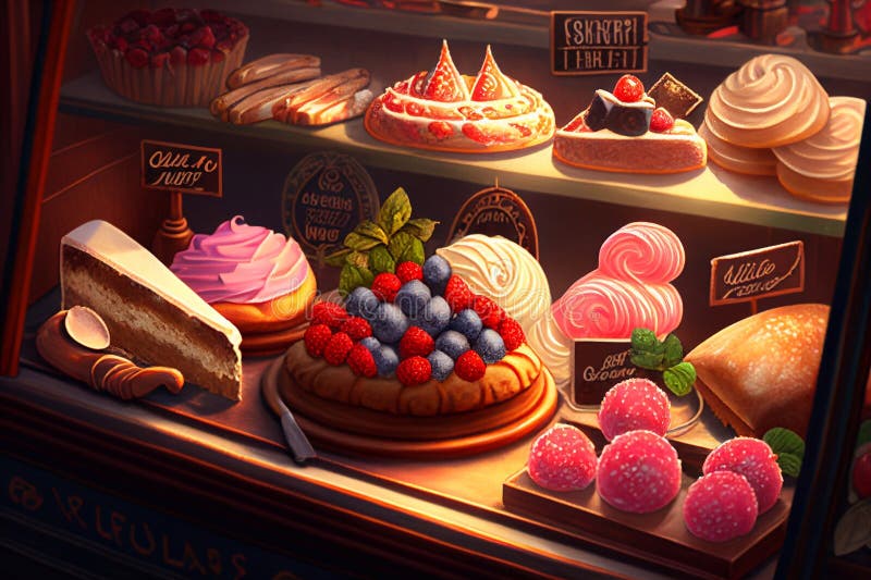 Sweet Pastries and Confectionery. AI Generated Stock Illustration ...