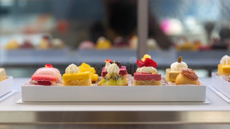 Sweet Pastries with Fruit Decorations Stock Photo - Image of little ...