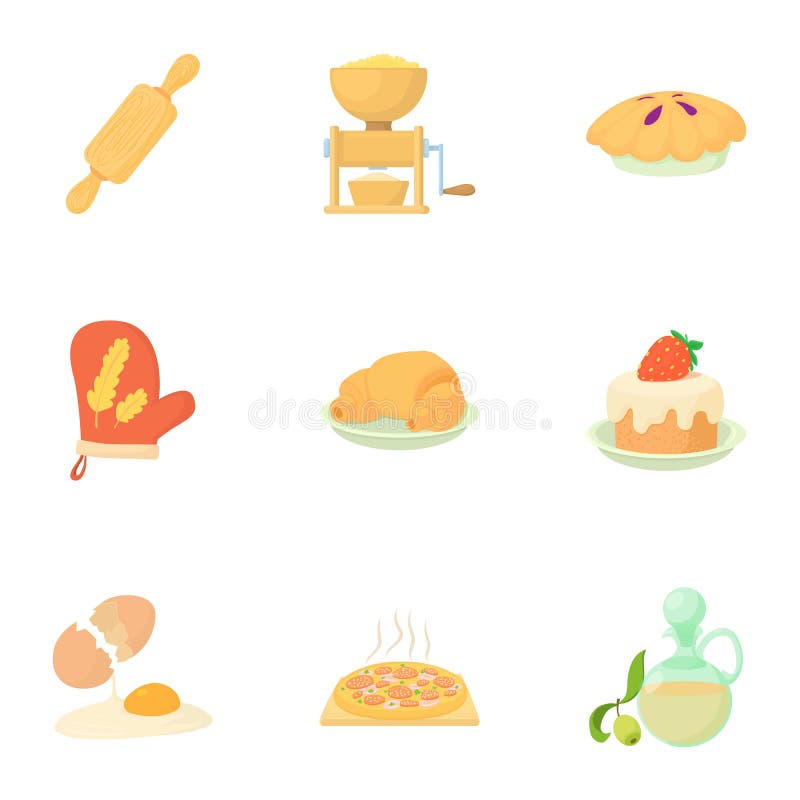 Sweet Pastries Icons Set, Cartoon Style Stock Vector - Illustration of ...