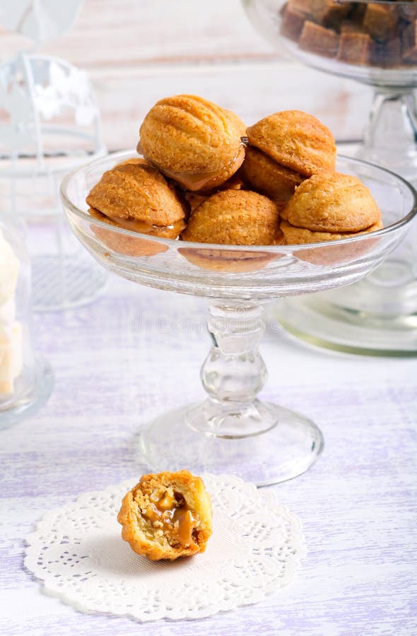 Sweet Pastry Balls with Caramel Filling Stock Photo - Image of stuffed ...