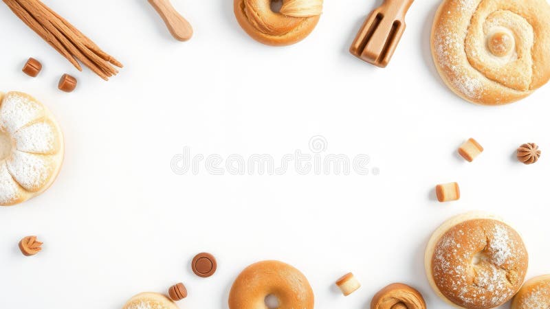 Sweet Pastry Frame with Caramel Stock Illustration - Illustration of ...