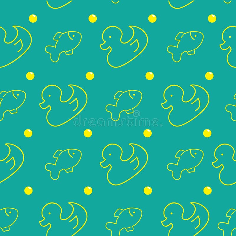 Sweet Pattern with Rubber Ducks and Fishes Stock Illustration ...