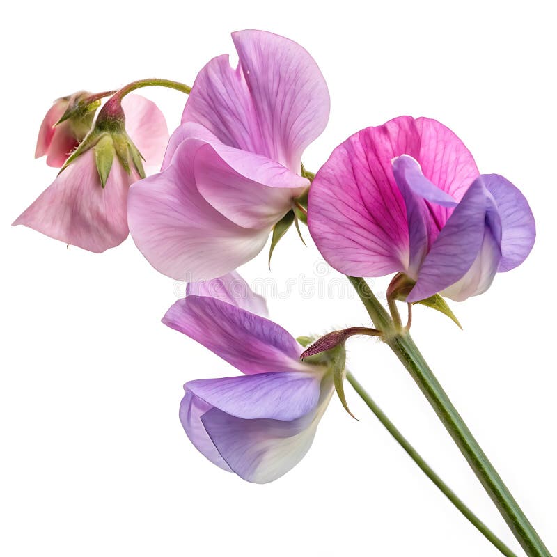 Sweet Pea Flower in White Background Sweet Pea Blossoms Isolated on ...