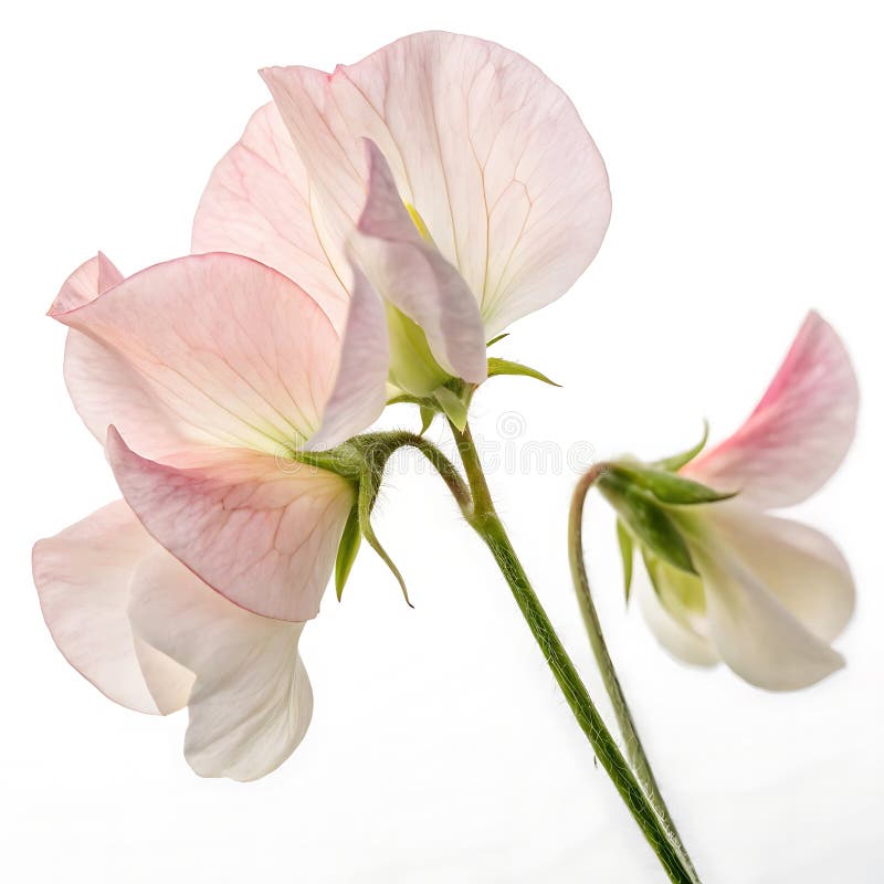 Sweet Pea Flower in White Background Pink Sweet Pea Blooms on a White ...