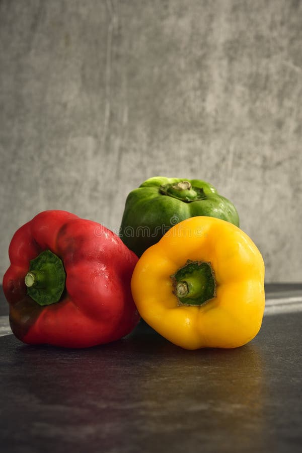 Sweet Pepper of Three Colors on the Board Stock Photo - Image of eating ...