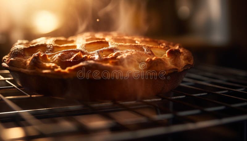 Sweet Pie Baked Outdoors on a Grill Flame Generated by AI Stock ...