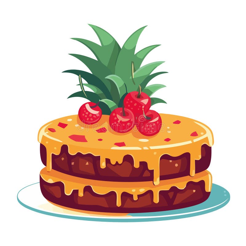 Sweet Pie with Strawberry Cream and Raspberry Topping Stock Vector ...