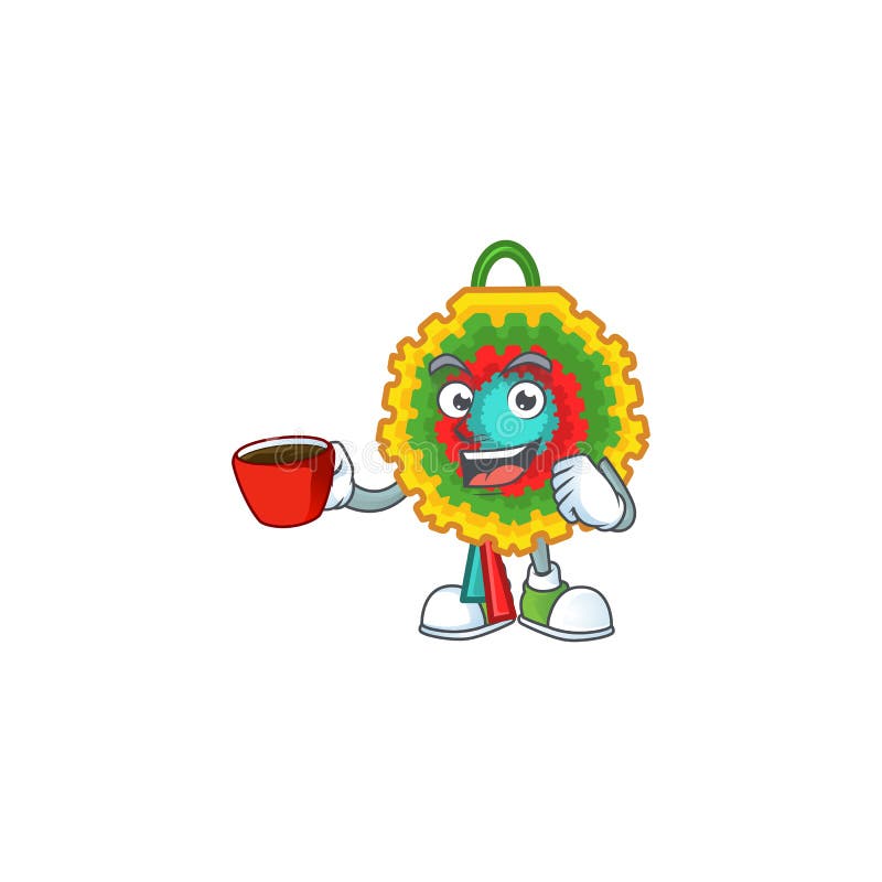 Sweet Pinata Cartoon Character with a Cup of Coffee Stock Vector ...
