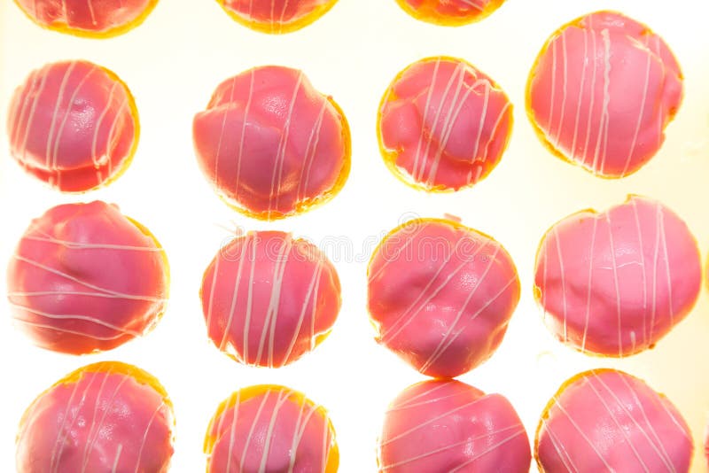Sweet pink donut stock image. Image of stick, glazed - 96146399