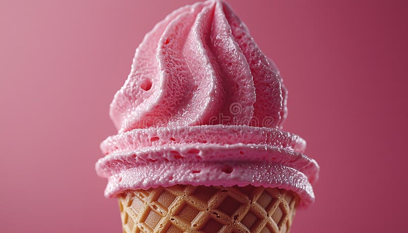 Sweet Pink Ice Cream Cone, Summer Indulgence Freshness Generated by AI ...