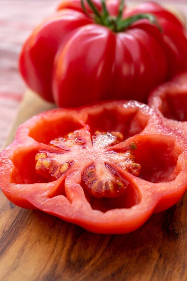 Sweet Pink Monterosa Tomatoes Close Up Stock Photo - Image of delicious ...