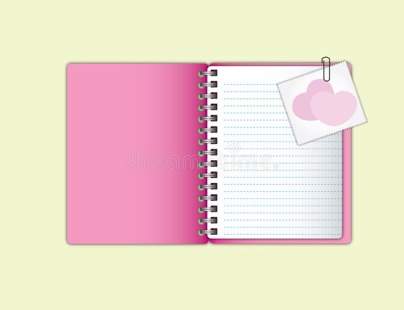 Sweet pink notebook stock illustration. Illustration of letter - 23127600