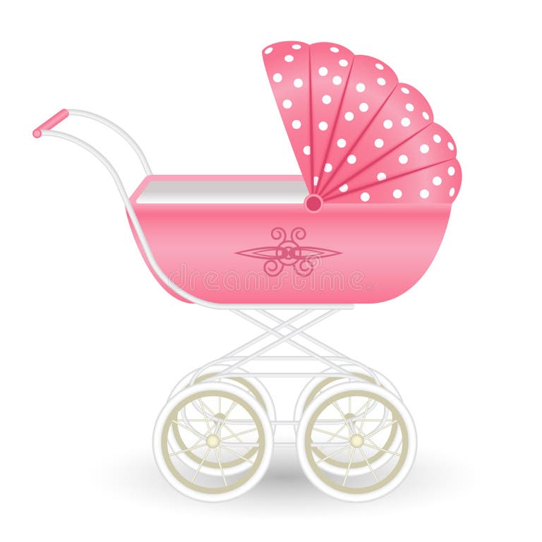 Sweet pink pram stock illustration. Illustration of baby - 34707797