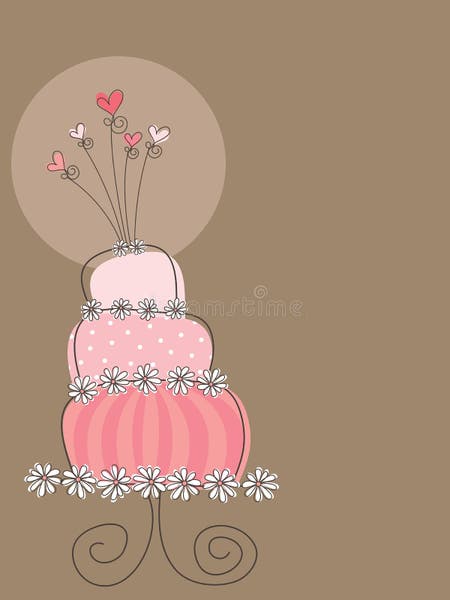 Sweet pink wedding cake stock vector. Illustration of daisy - 5187480