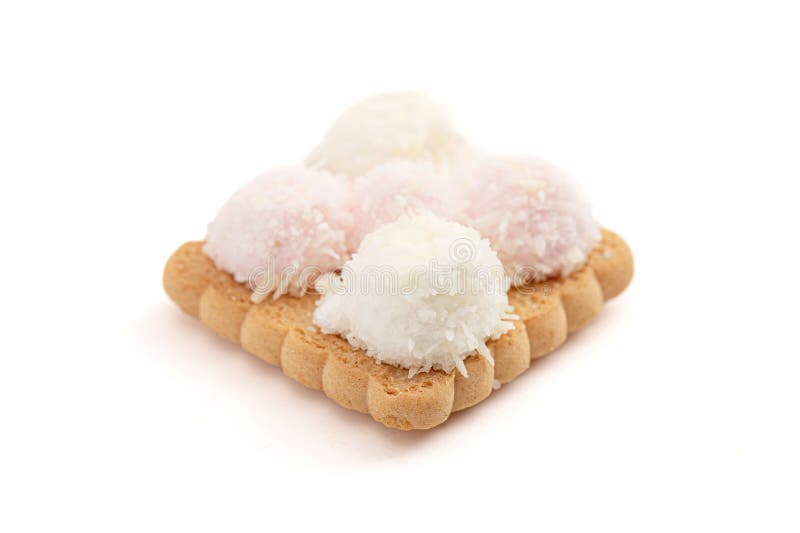 Sweet Pink and White Marshmallow and Coconut Cookies Stock Photo ...