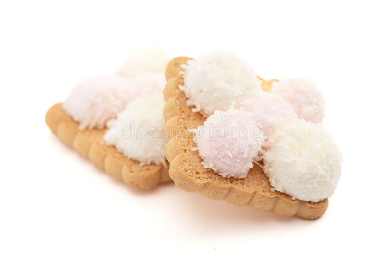 Sweet Pink and White Marshmallow and Coconut Cookies Stock Photo ...