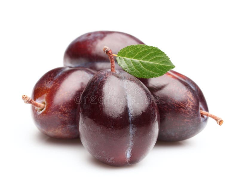 Sweet plums with leaf stock image. Image of white, medicine - 26849171