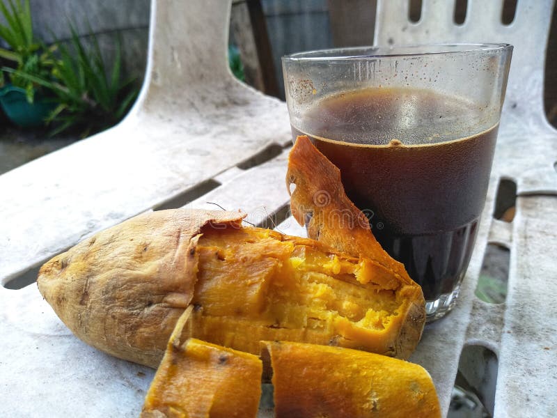 Sweet Potato and Cup of Coffee Stock Photo - Image of coffee, sweet ...