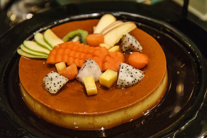 Sweet Pudding with Mixed Fruits Stock Image - Image of pudding, food ...