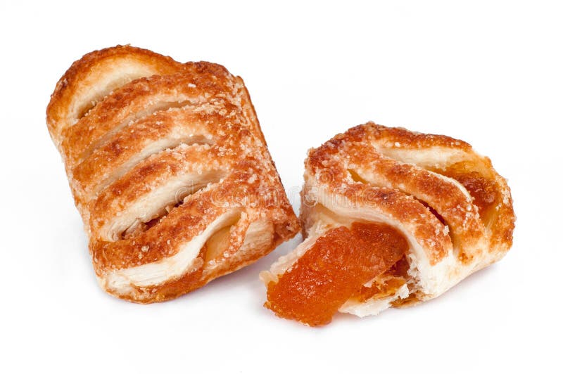 Sweet Puff Pastry with Jam Isolated on White Stock Image - Image of ...