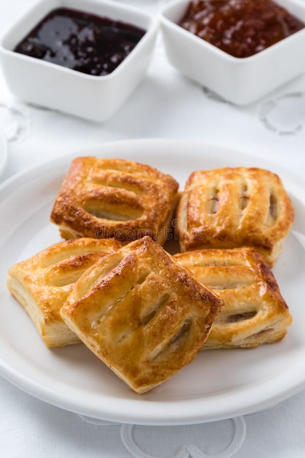 Sweet puff pastry on plate stock image. Image of pastry - 60947939