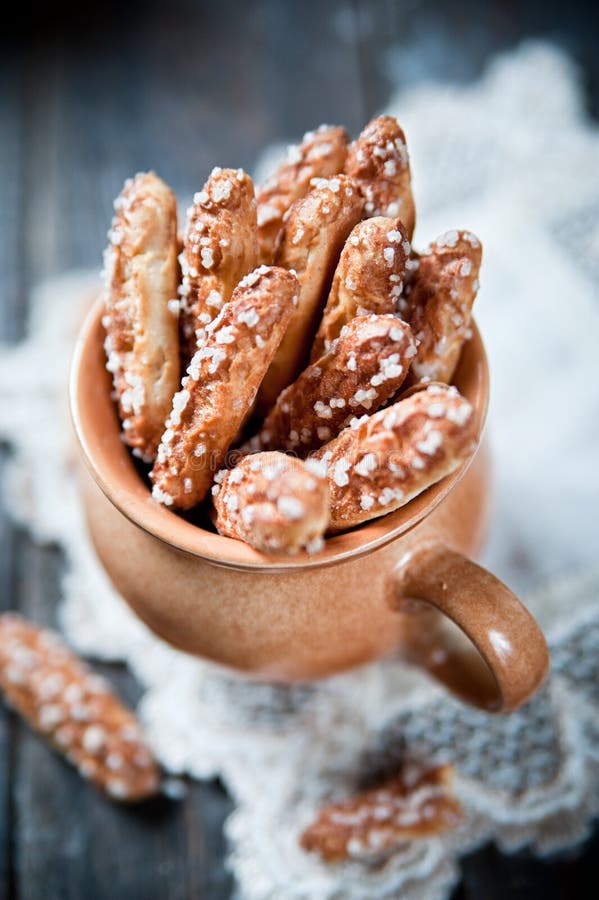Sweet Puff Snacks with Sugar Stock Photo - Image of light, delicate ...