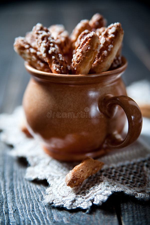 Sweet Puff Snacks with Sugar Stock Image - Image of wooden, white: 56536251