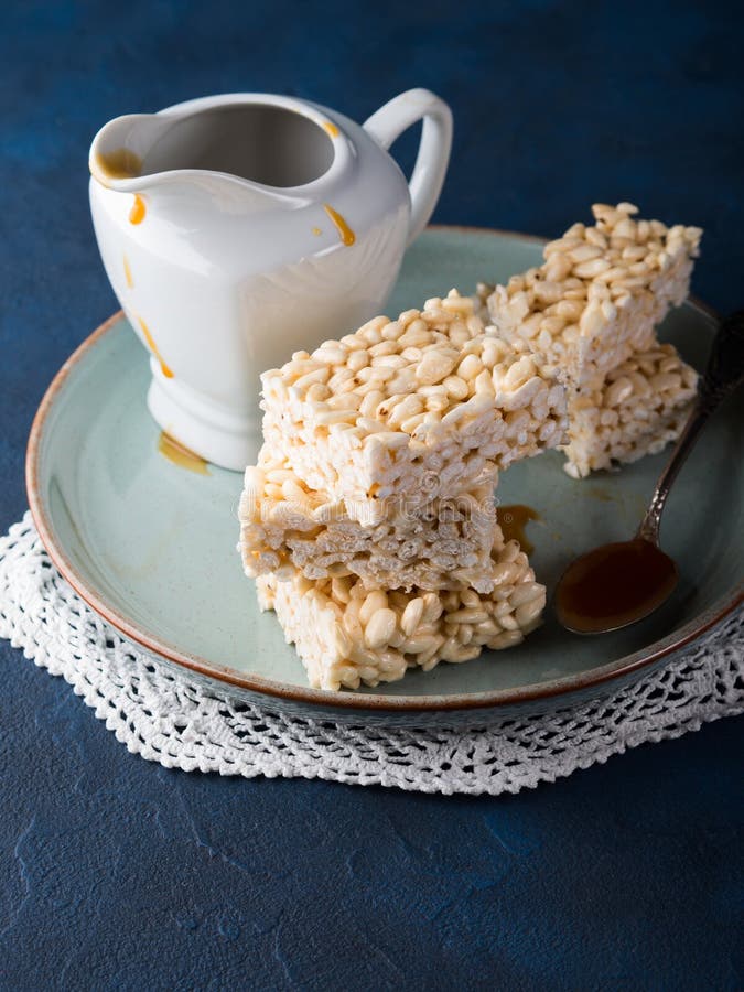 Sweet Puffed Rice Bars with Caramel Stock Image - Image of caramel ...
