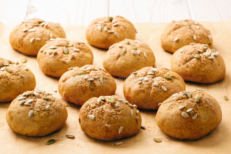 Sweet Pumpkin Buns with Cinnamon and Ginger. Stock Photo - Image of ...