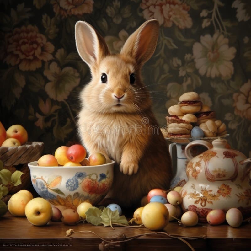 Sweet rabbit, animal art stock illustration. Illustration of cartoon ...