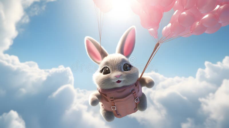 The Sweet Rabbit with Balloons Stock Photo - Image of balloon, season ...