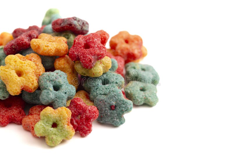 Sweet Rainbow Star Shaped Fruit Flavored Breakfast Cereal Stock Image ...