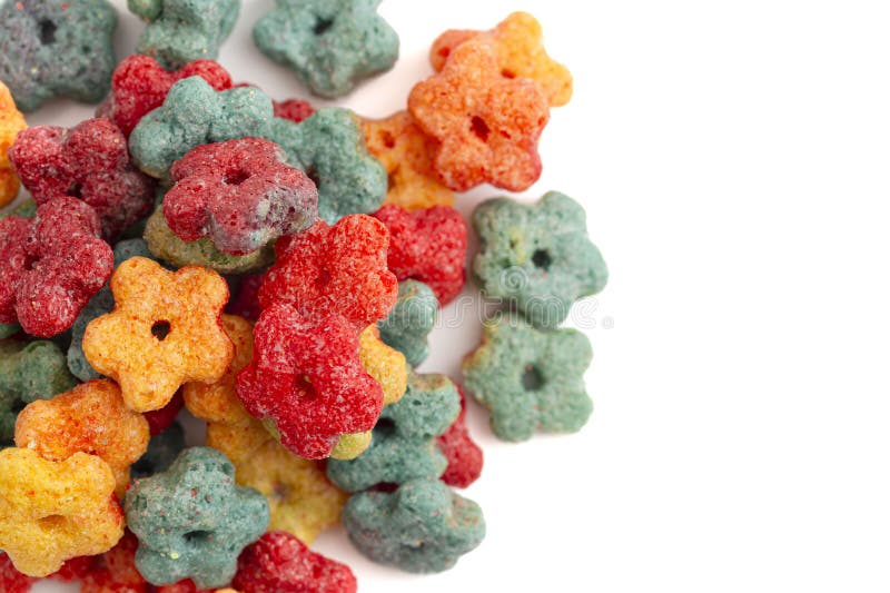 Sweet Rainbow Star Shaped Fruit Flavored Breakfast Cereal Stock Photo ...