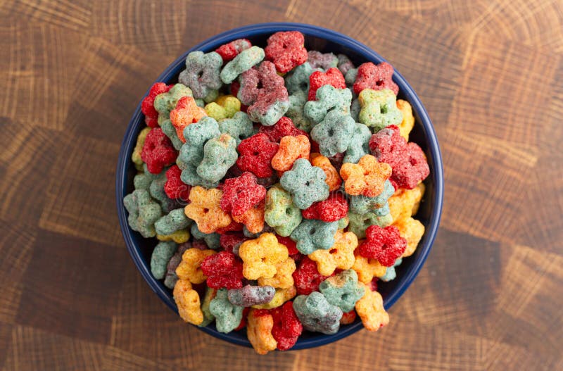 Sweet Rainbow Star Shaped Fruit Flavored Breakfast Cereal Stock Image ...